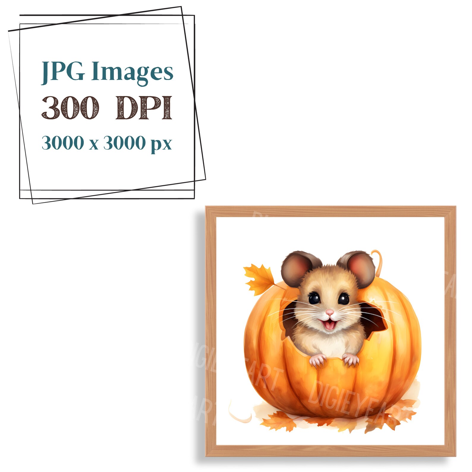 Watercolor Fall Mouse Clipart, Autumn Mouse Clip Art, Pumpkin Mouse Jpg ...