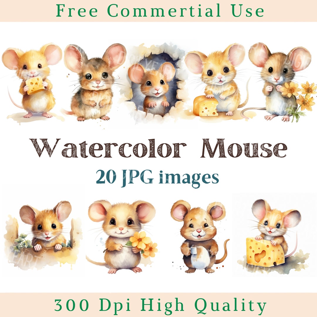 Watercolor Mouse Clipart, Mouse Clip Art, Little Mouse Jpg, Animal ...