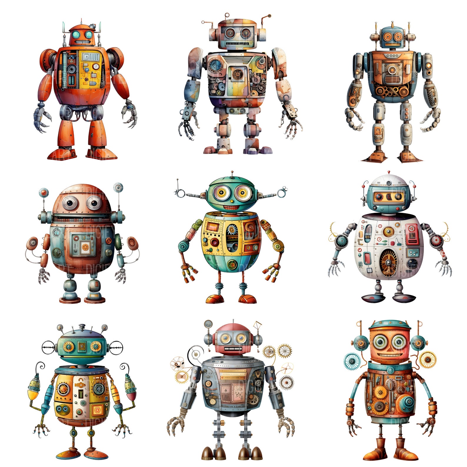 Whimsical Robot Clipart, Android CU Clip Art, Robot Graphics Png,funny ...