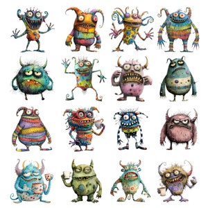 Whimsical Monsters Clipart, Quirky Monster Clip Art Png, Funny ...