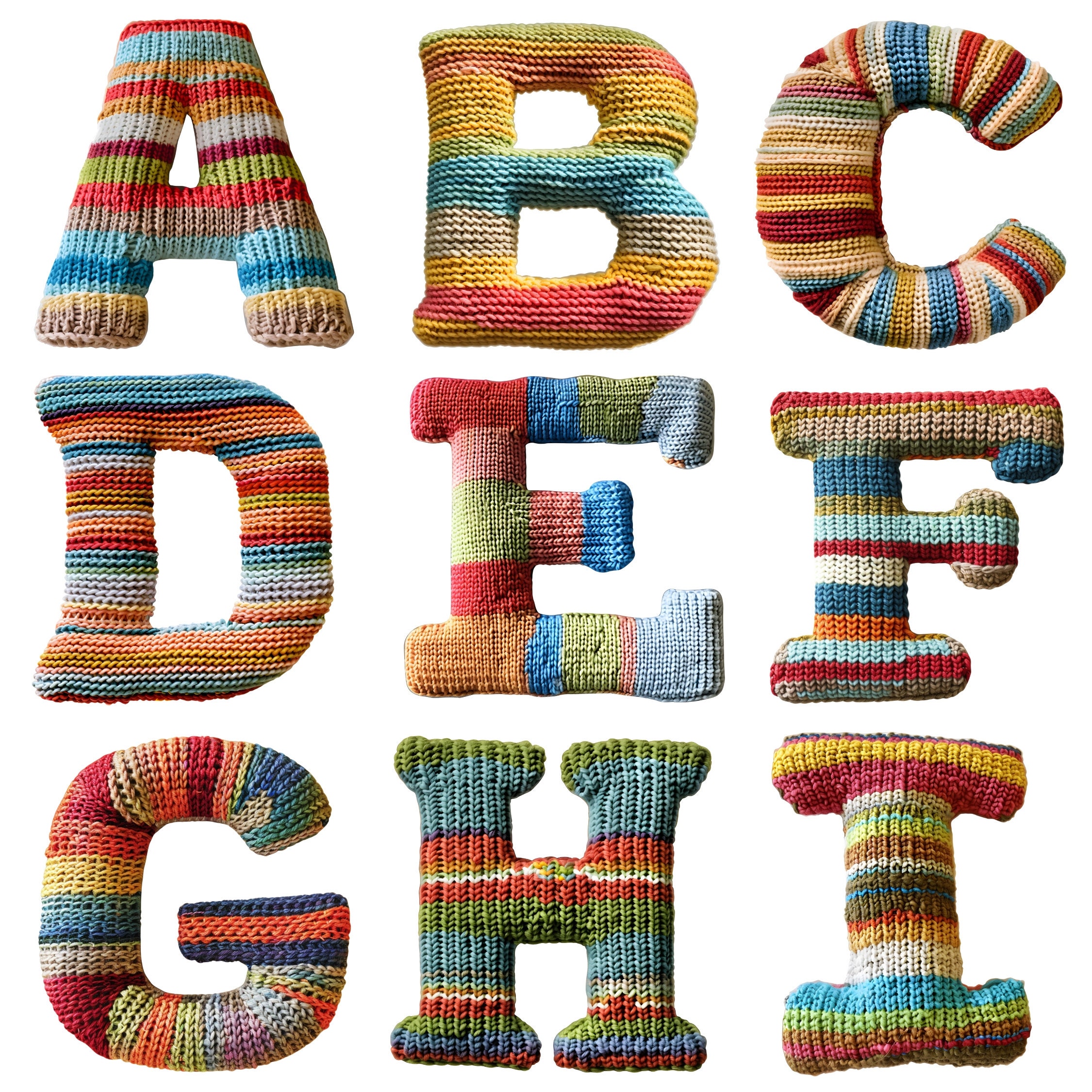 Knitted Alphabet Clipart, Letters CU Clip Art, Funny Initials PNG ...