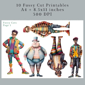 Whimsical Men Clipart, Mixed Media Quirky Man CU Clip Art, Old Man ...