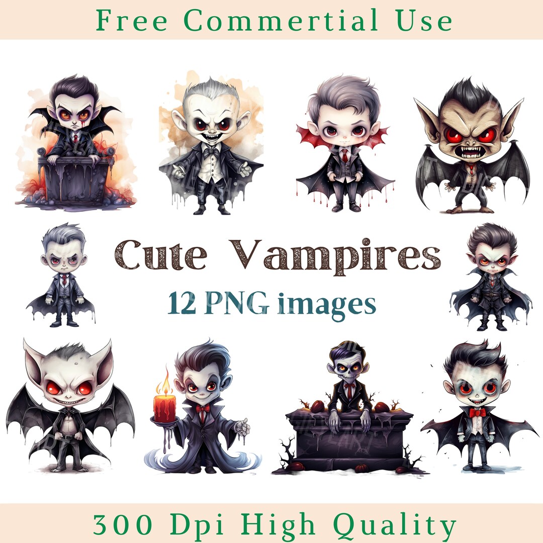 Cute Vampire Clipart, Dracula Art Png, Halloween Image, Commercial Use ...