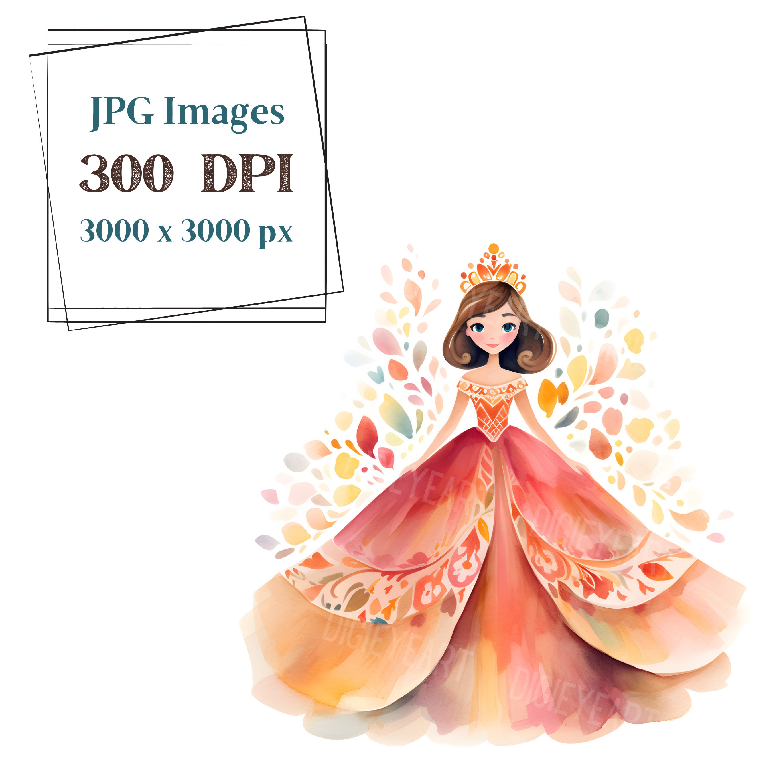 Watercolor Princess Clipart Princess Clip Art Cute Ladies - Etsy