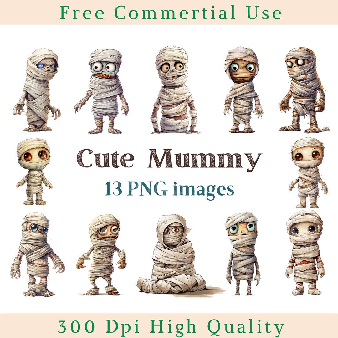 Cute Mummy Clipart, Mummy Art Png, Halloween Image, Commercial Use ...