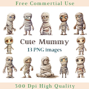 Cute Mummy Clipart, Mummy Art Png, Halloween Image, Commercial Use ...