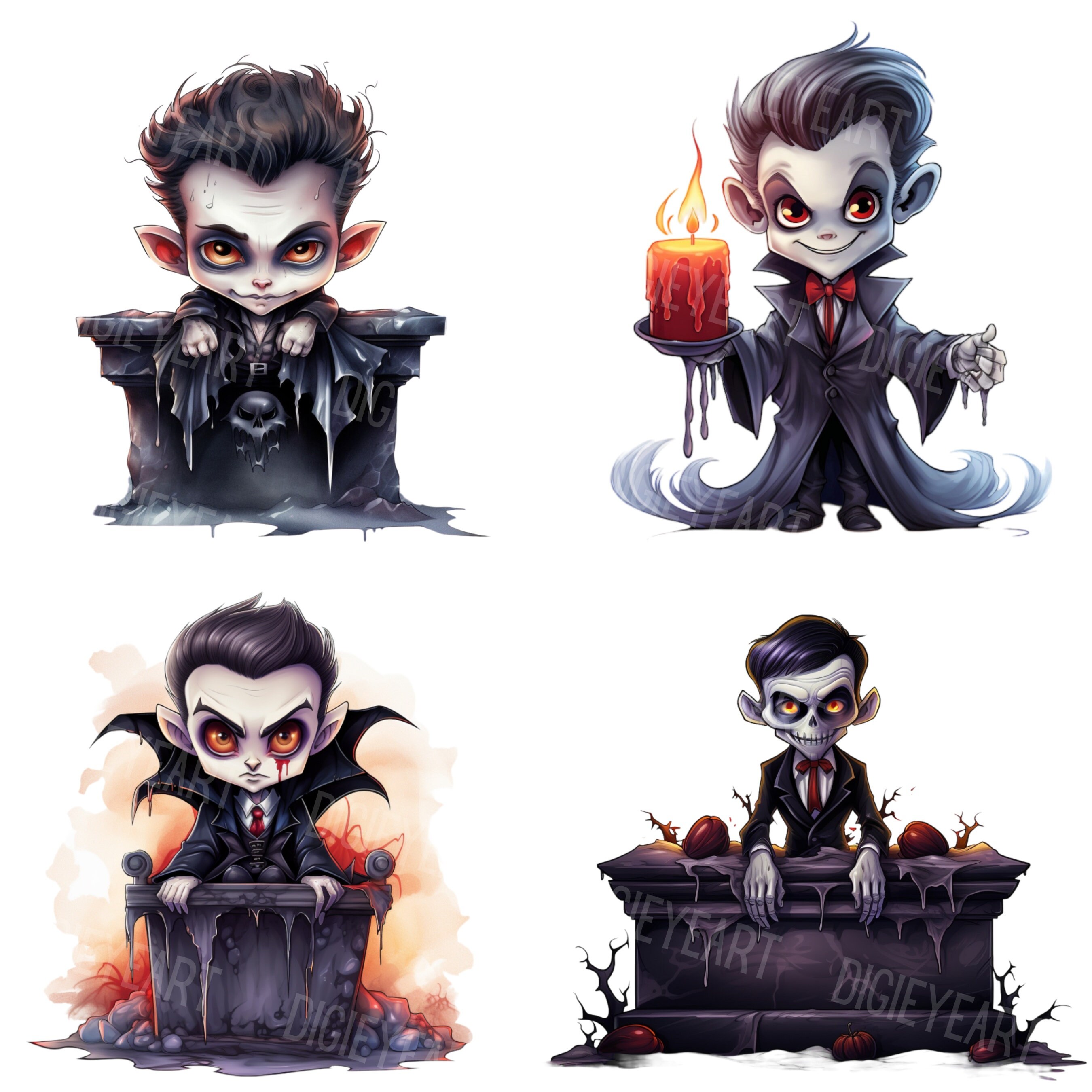 Cute Vampire Clipart, Dracula Art Png, Halloween Image, Commercial Use ...