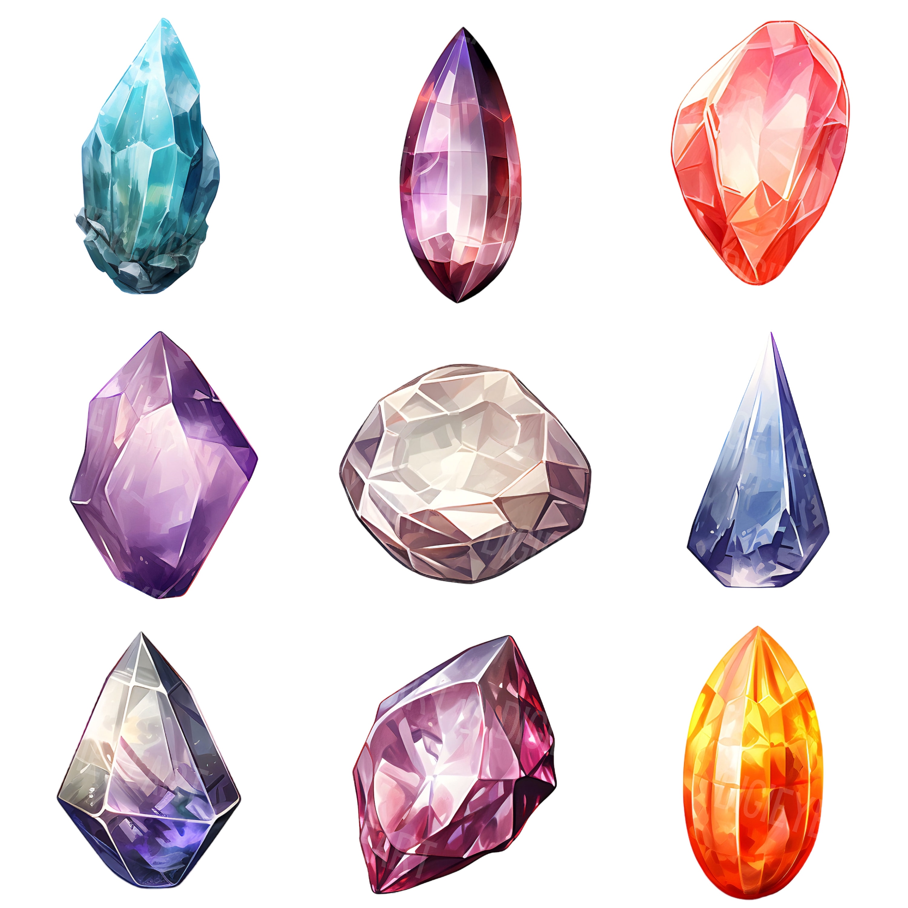 Crystals Gemstones Clipart Crystal Gems Clip Art Png - Etsy