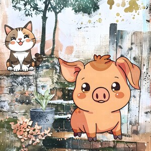 Kawaii Farm Animas Clipart, Cow Pig Horse Sheep Duck Goose CU Clip Art ...
