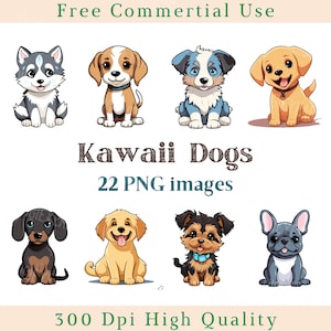 Kawaii Cute Dogs Clipart, Kawaii Dog Clip Art, Puppies Png, Doggie ...
