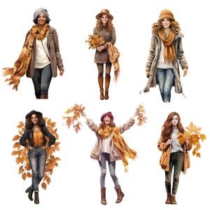 Fall Girl Clipart, Autumn Woman Clip Art, Composite Elements Png, Black ...