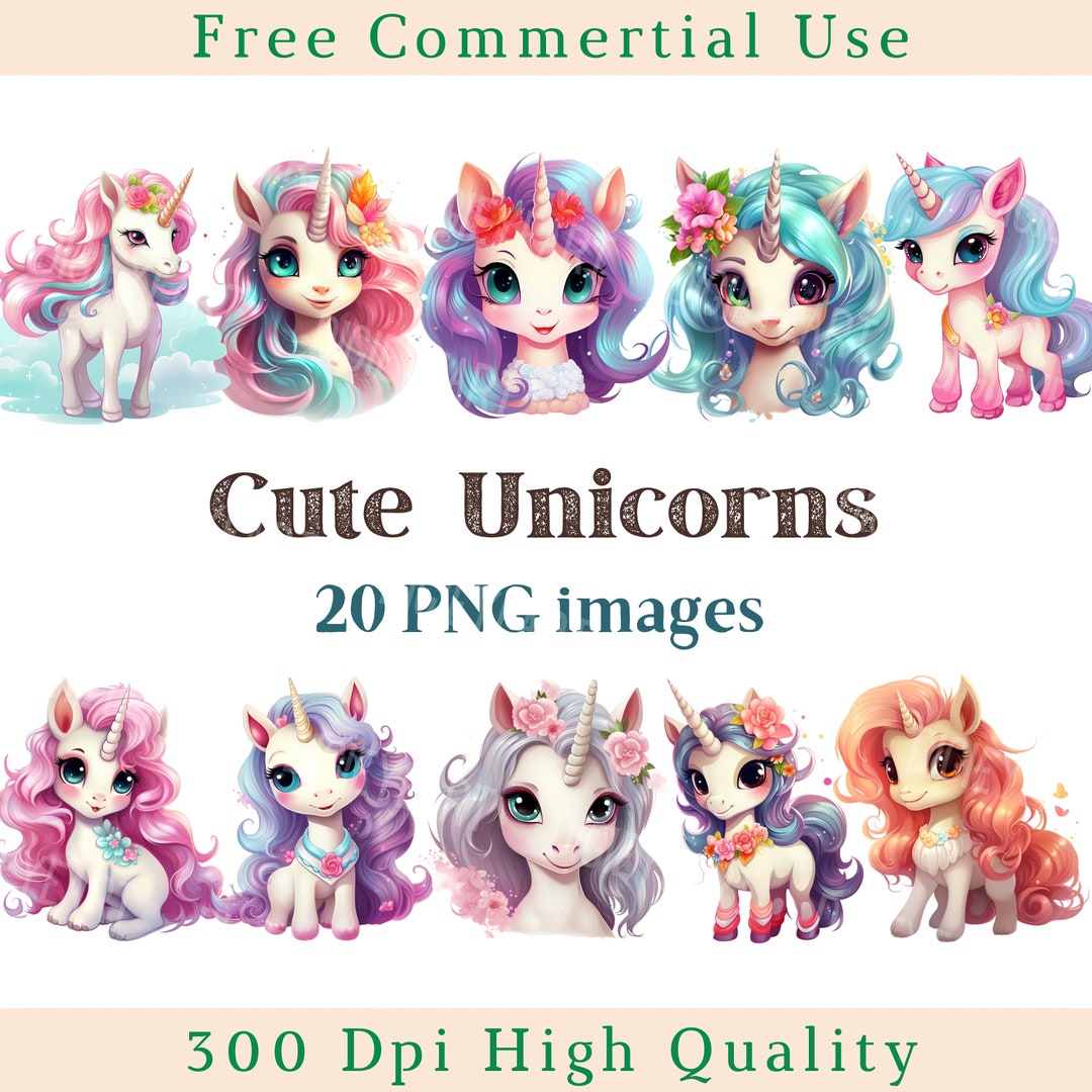 Cute Unicorn Clipart, Unicorns Clip Art, Horse PNG, Fantasy Unicor ...