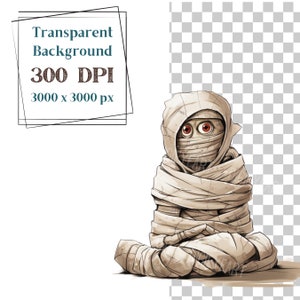Cute Mummy Clipart, Mummy Art Png, Halloween Image, Commercial Use ...