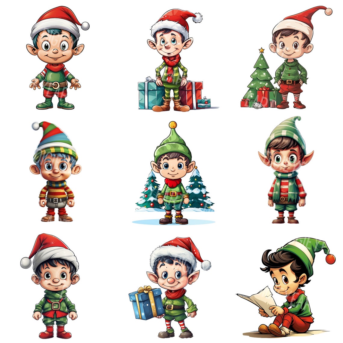 Christmas Elf Clipart, Cute Elves Clip Art Png, Christmas Image, CU ...