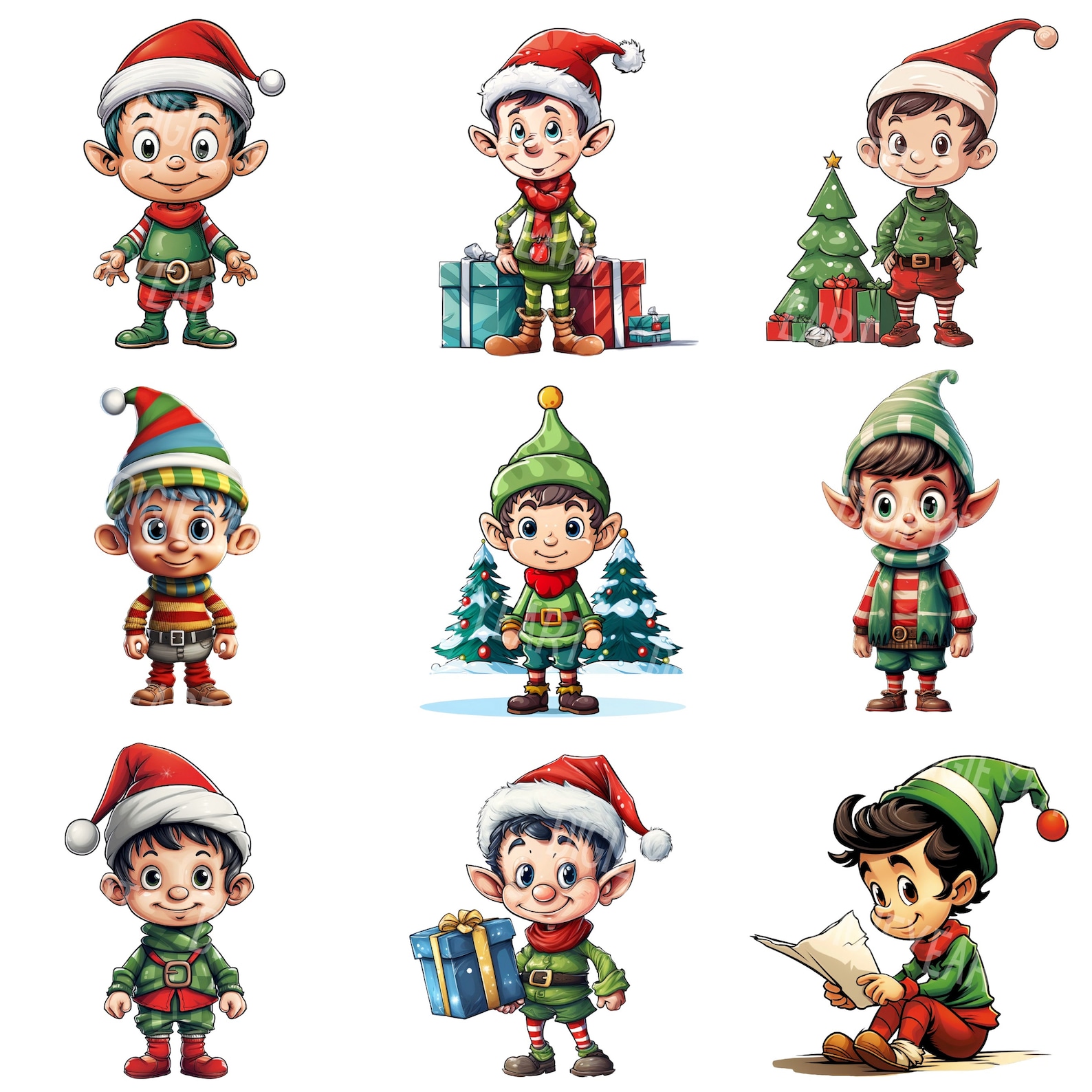 Christmas Elf Clipart, Cute Elves Clip Art Png, Christmas Image, CU ...