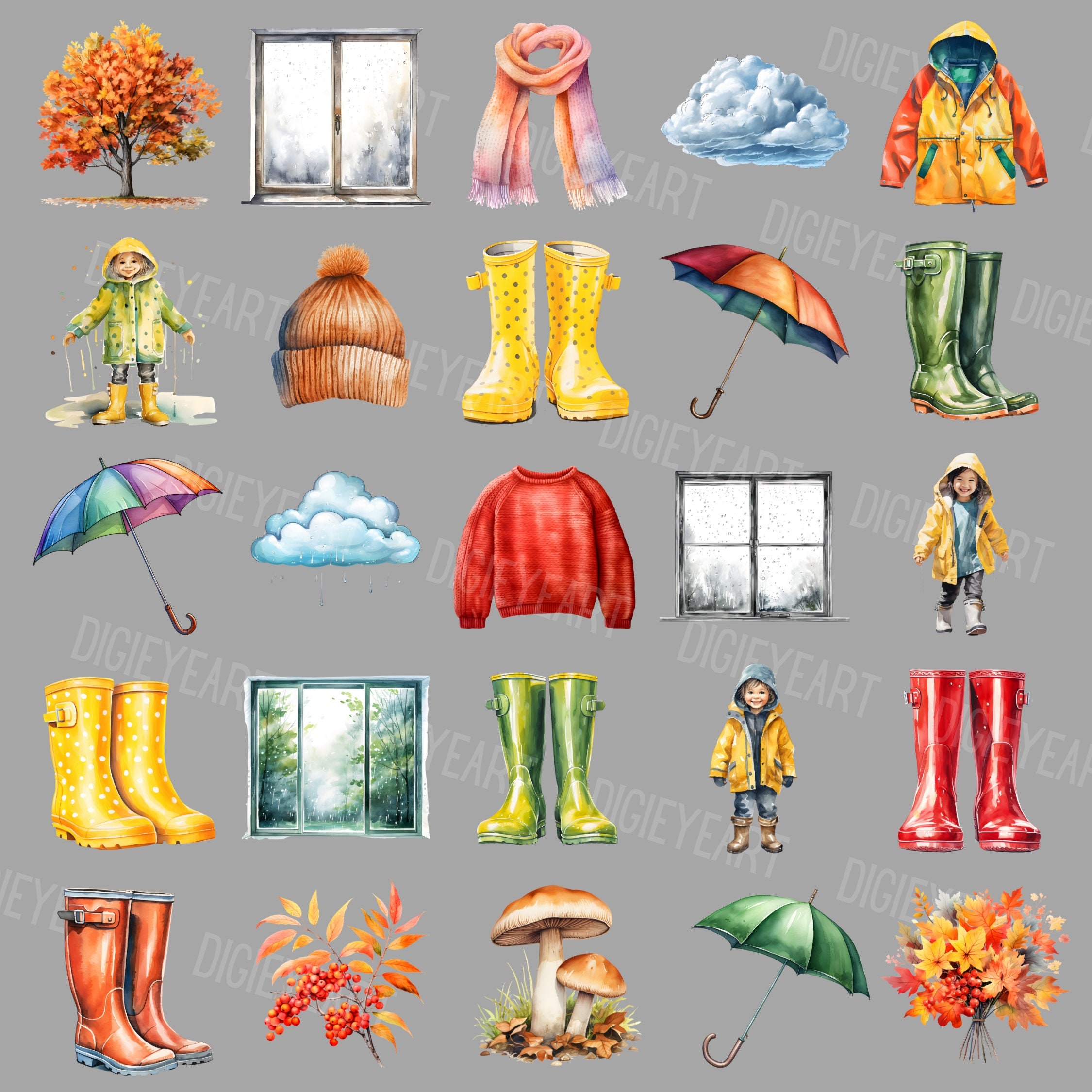 Rainy Weather Clipart, Fall Rain Clip Art Png, Rubber Boots Image ...