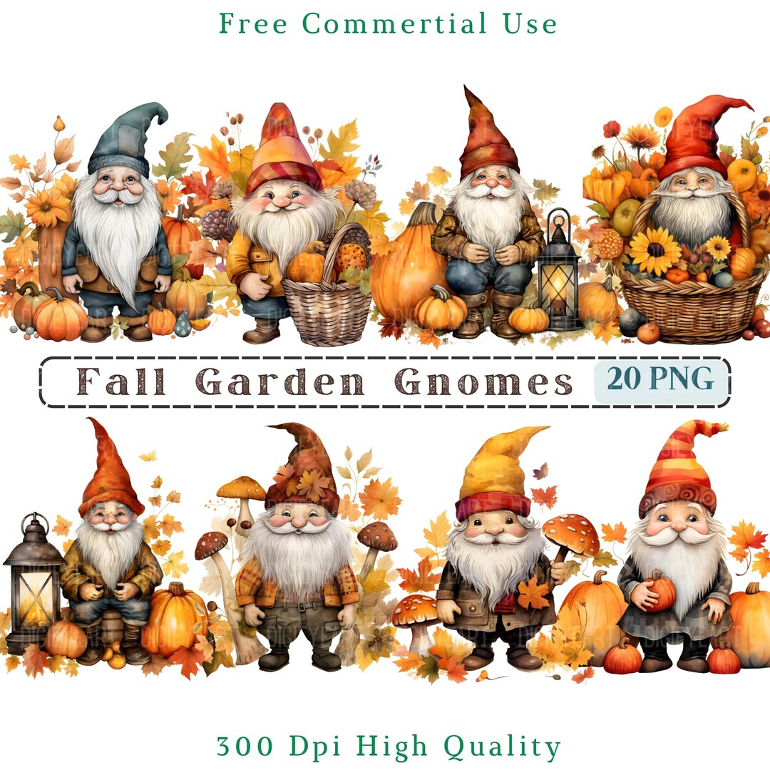 Fall Gnome Clipart Autumn Gnomes Clip Art Pumpkin Gnome Jpg - Etsy