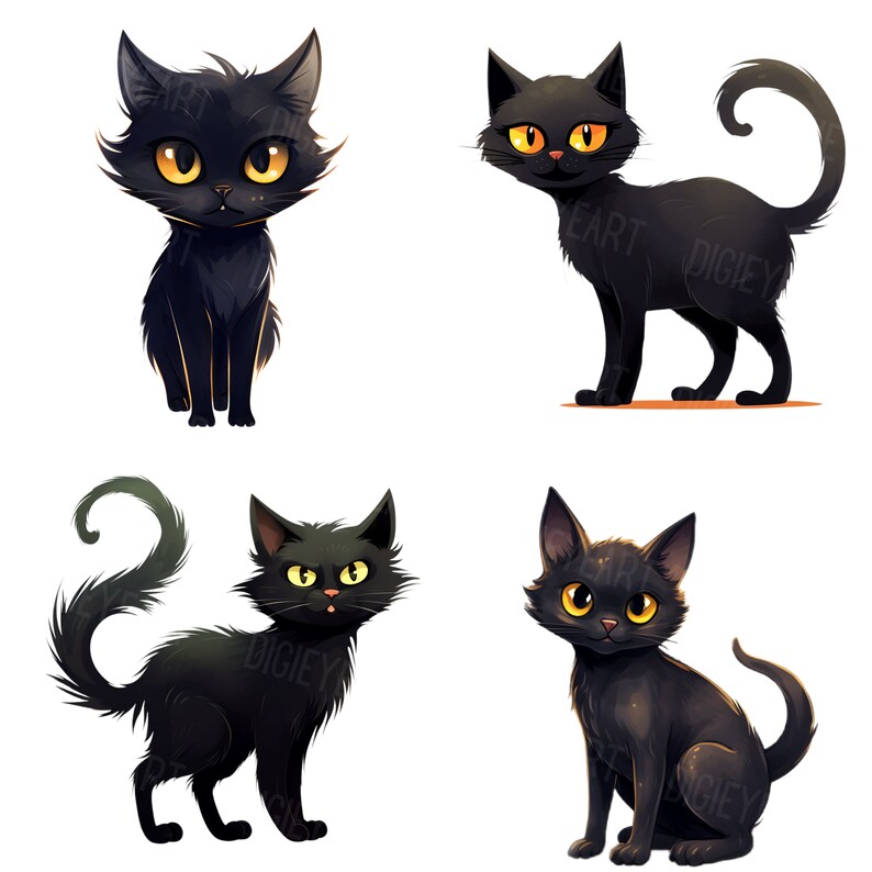 Black Cat Clipart, Black Cats Clip Art, Halloween Jpg, Witch Kitten ...