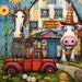 Whimsical Farm Animas Clipart, Mixed Media Quirky Animals CU Clip Art ...