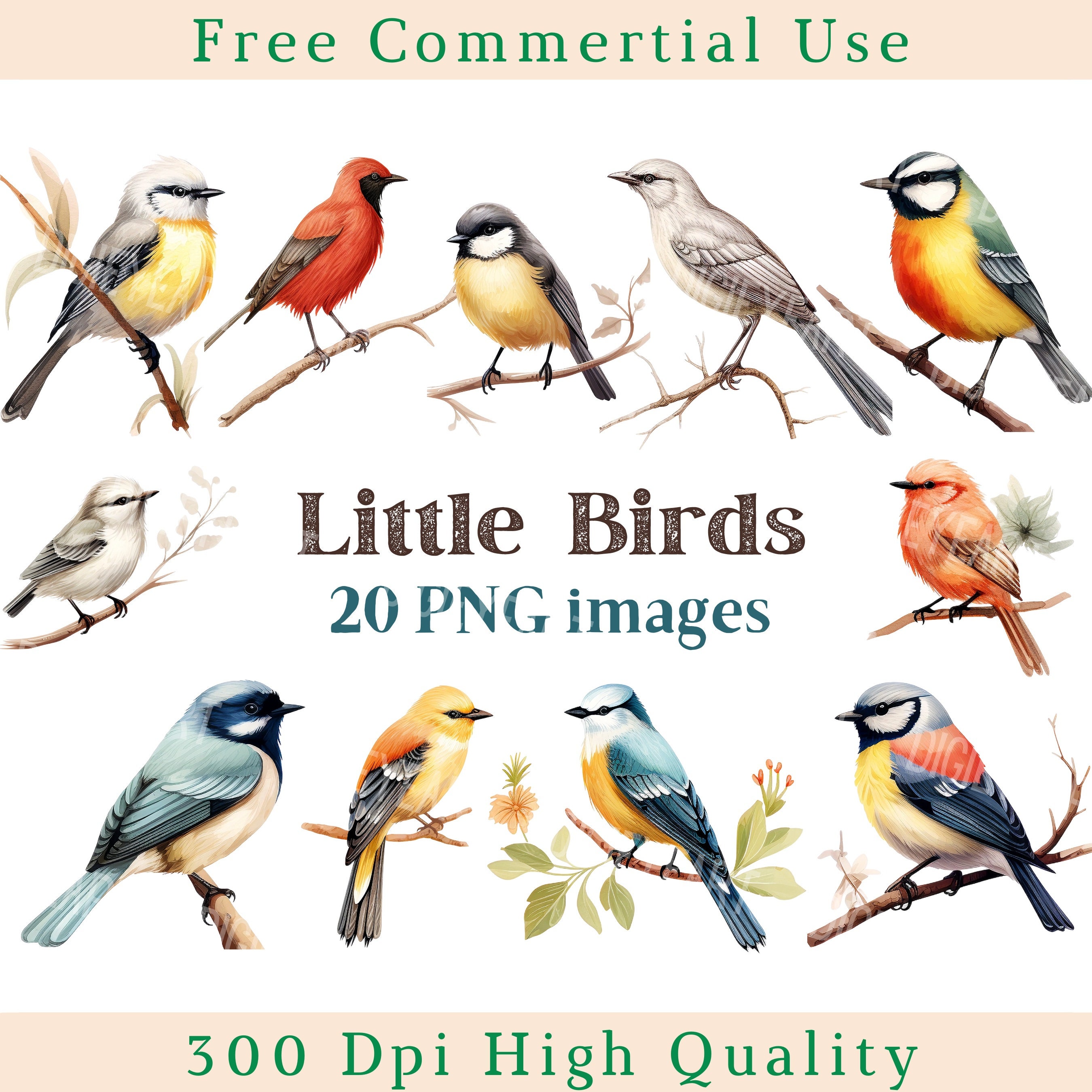 Little Birds Clipart Bird Clip Art Png Great Tit Image - Etsy