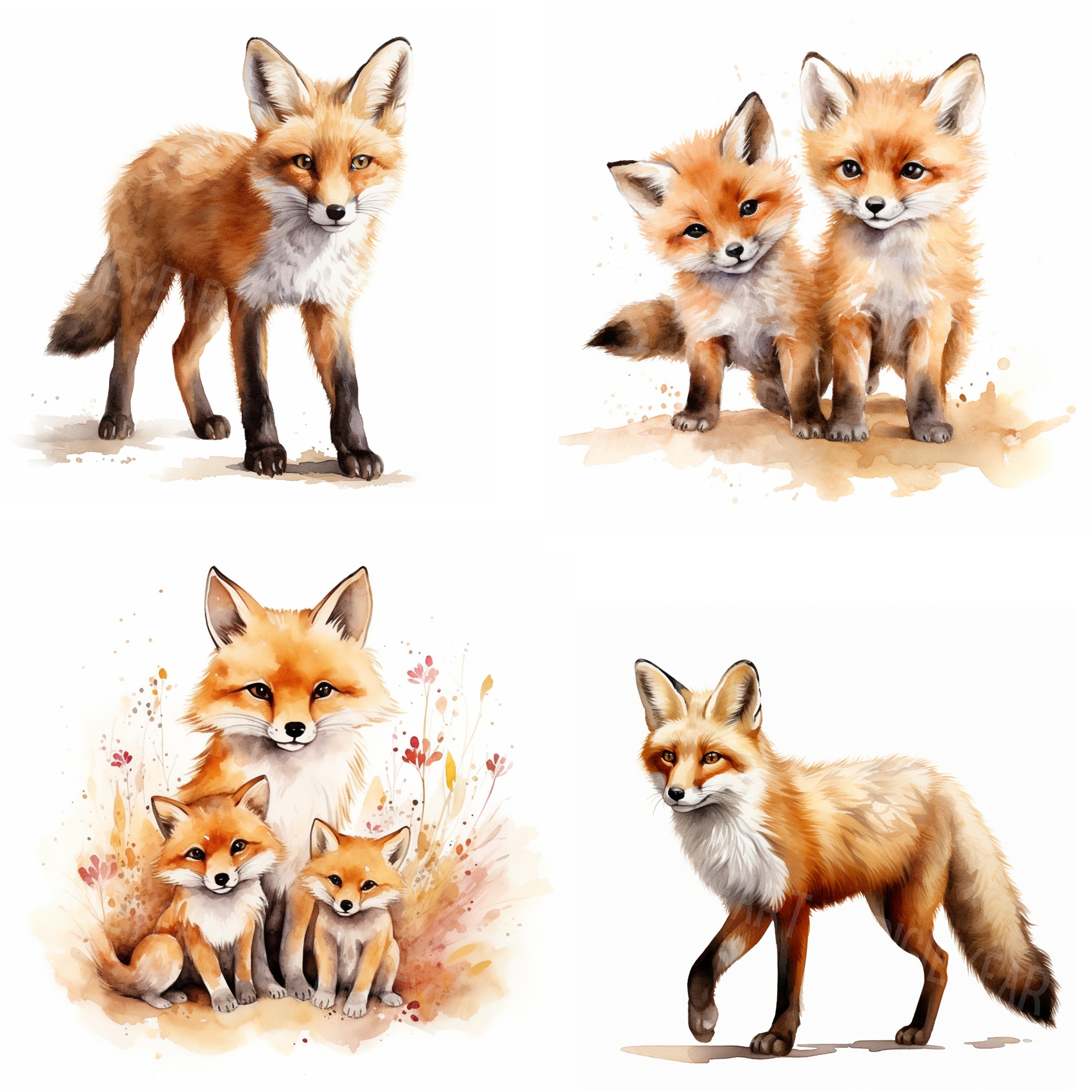 Watercolor Foxes Clipart, Red Fox Clip Art, Animal Jpg, Cute Fox Images ...