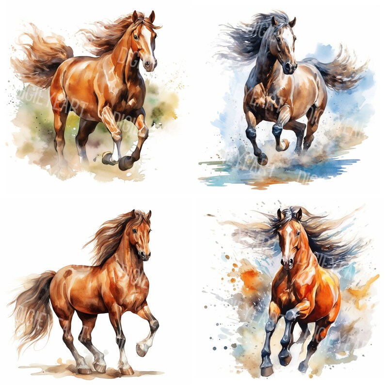 Watercolor Horse Clipart, Horses Clip Art, Horse Jpg, Farm Animal ...