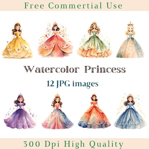 Watercolor Princess Clipart Princess Clip Art Cute Ladies - Etsy