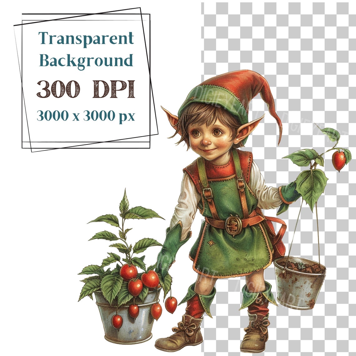 Whimsical Christmas Elf Clipart, Christmas Fussy Cut Images, Mixed ...