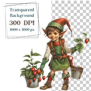 Whimsical Christmas Elf Clipart, Christmas Fussy Cut Images, Mixed ...