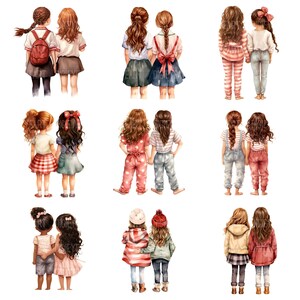 Best Friends Clipart, Bestie Girls CU Clip Art, Children Image, Cute ...