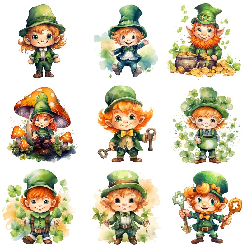 Watercolor Leprechauns Clipart, Leprechaun Clip Art, Fairy Jpg ...