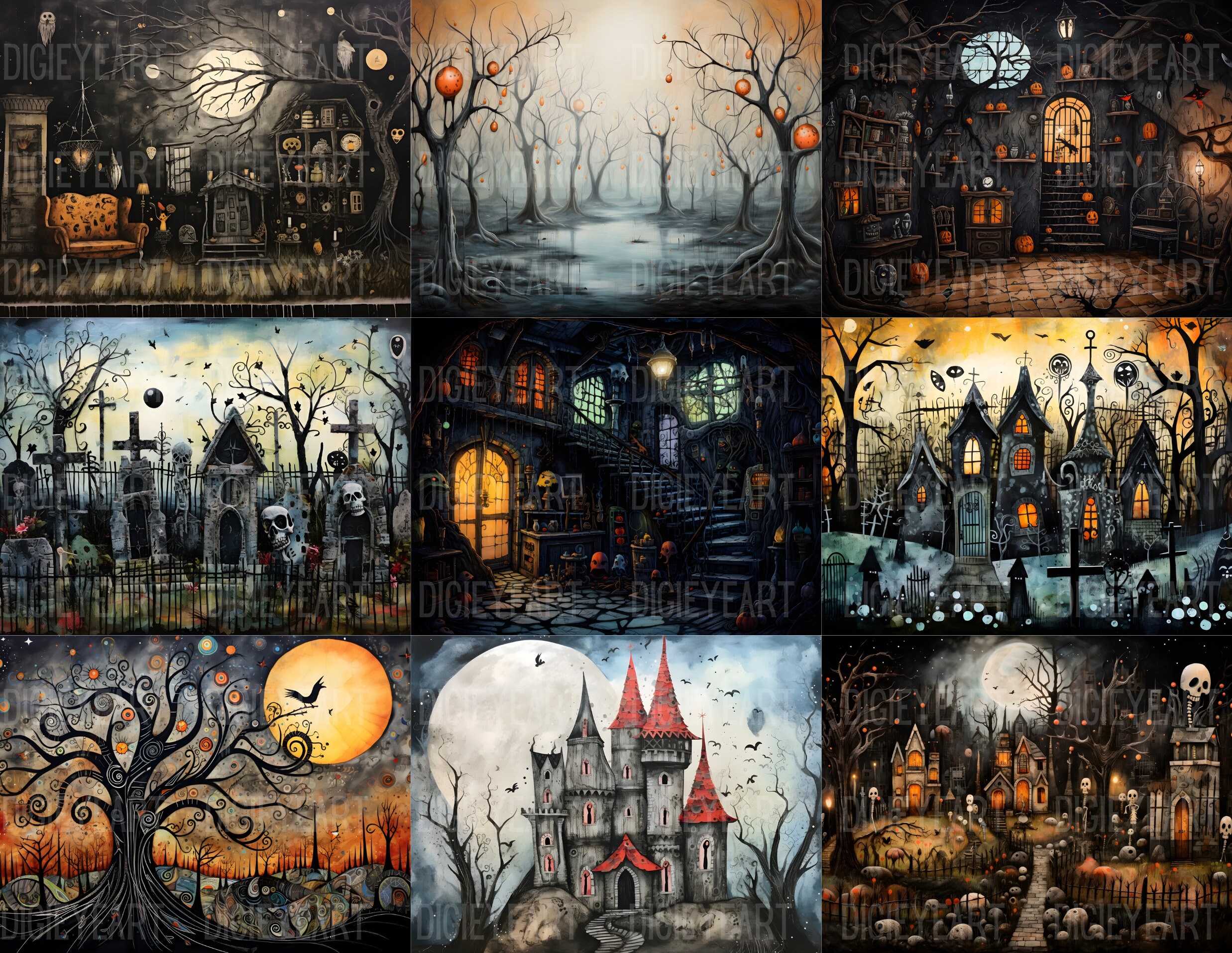 Whimsical Halloween Clipart, Whimsical Monsters & Paper Jpg, Mixed ...