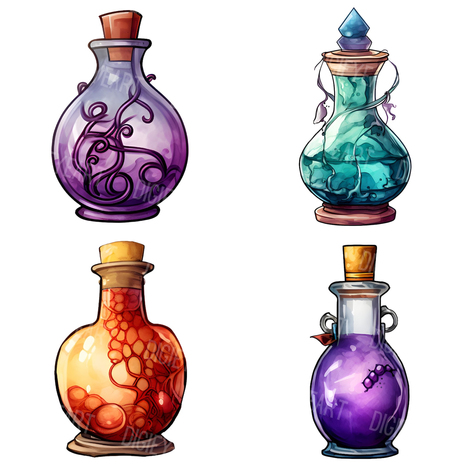 Potion Bottle Clipart, Potion Bottles Clip Art, Halloween Poison Image ...