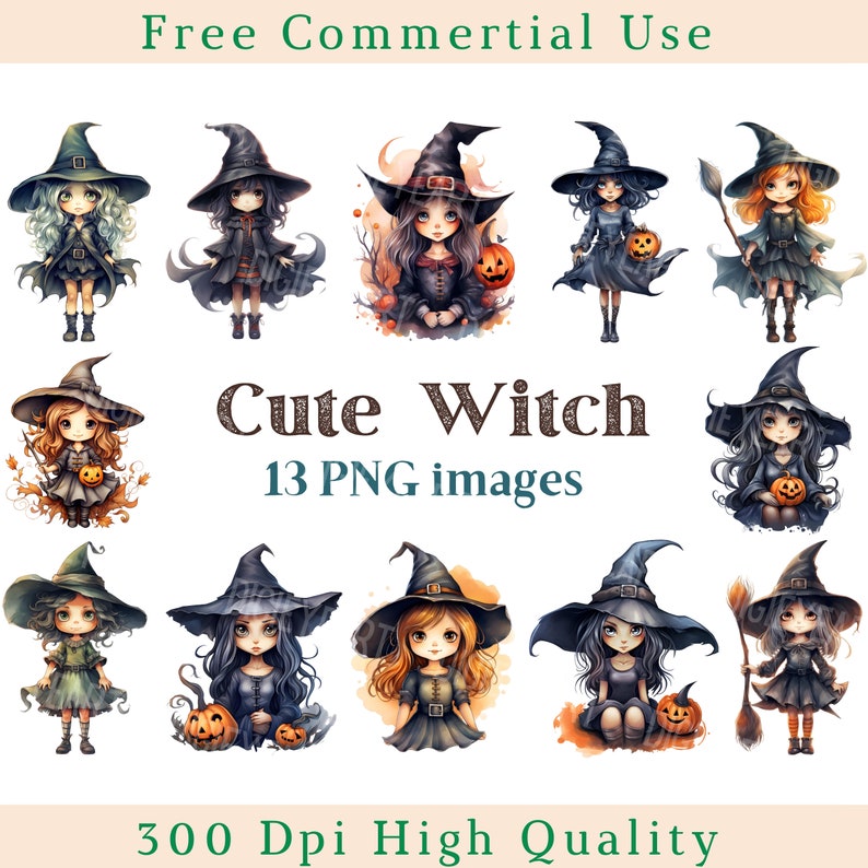 Cute Witch Clipart Witch Clip Art Png Halloween Image - Etsy