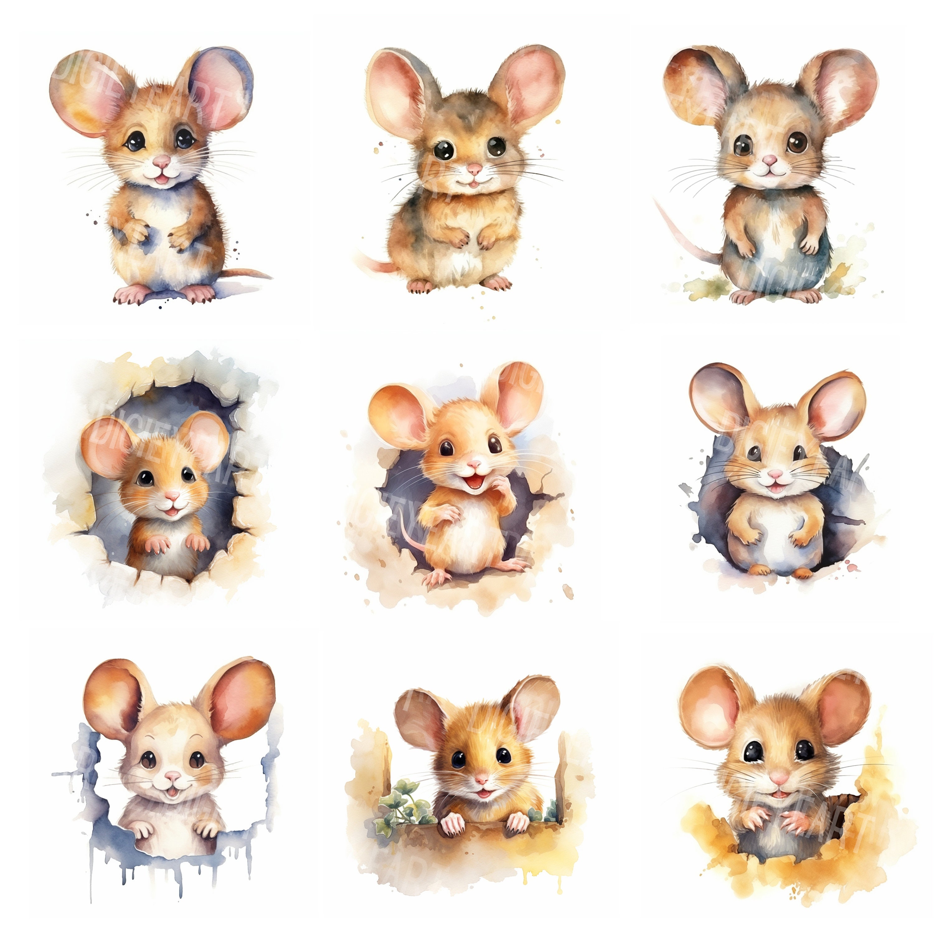Watercolor Mouse Clipart Mouse Clip Art Little Mouse Jpg - Etsy