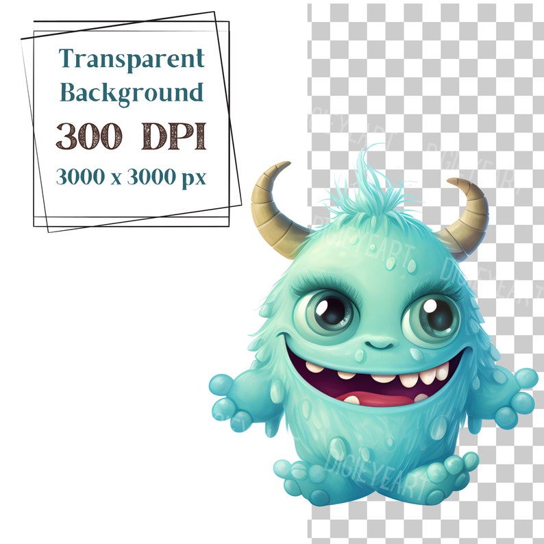 Cute Monsters Clipart Funny Monster Clip Art Png Digital - Etsy