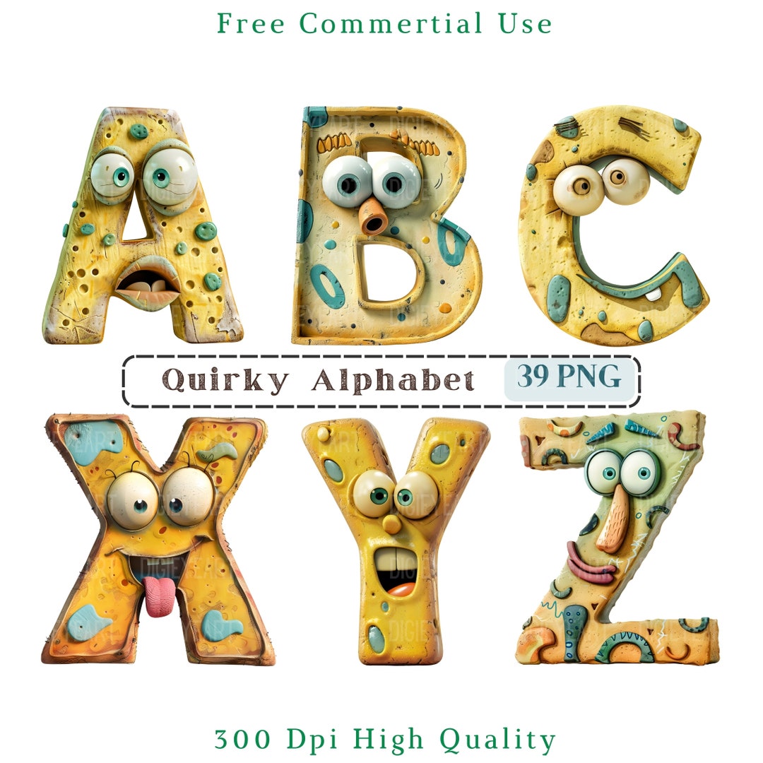 Quirky Alphabet Clipart, Letters CU Clip Art, Funny Initials PNG ...