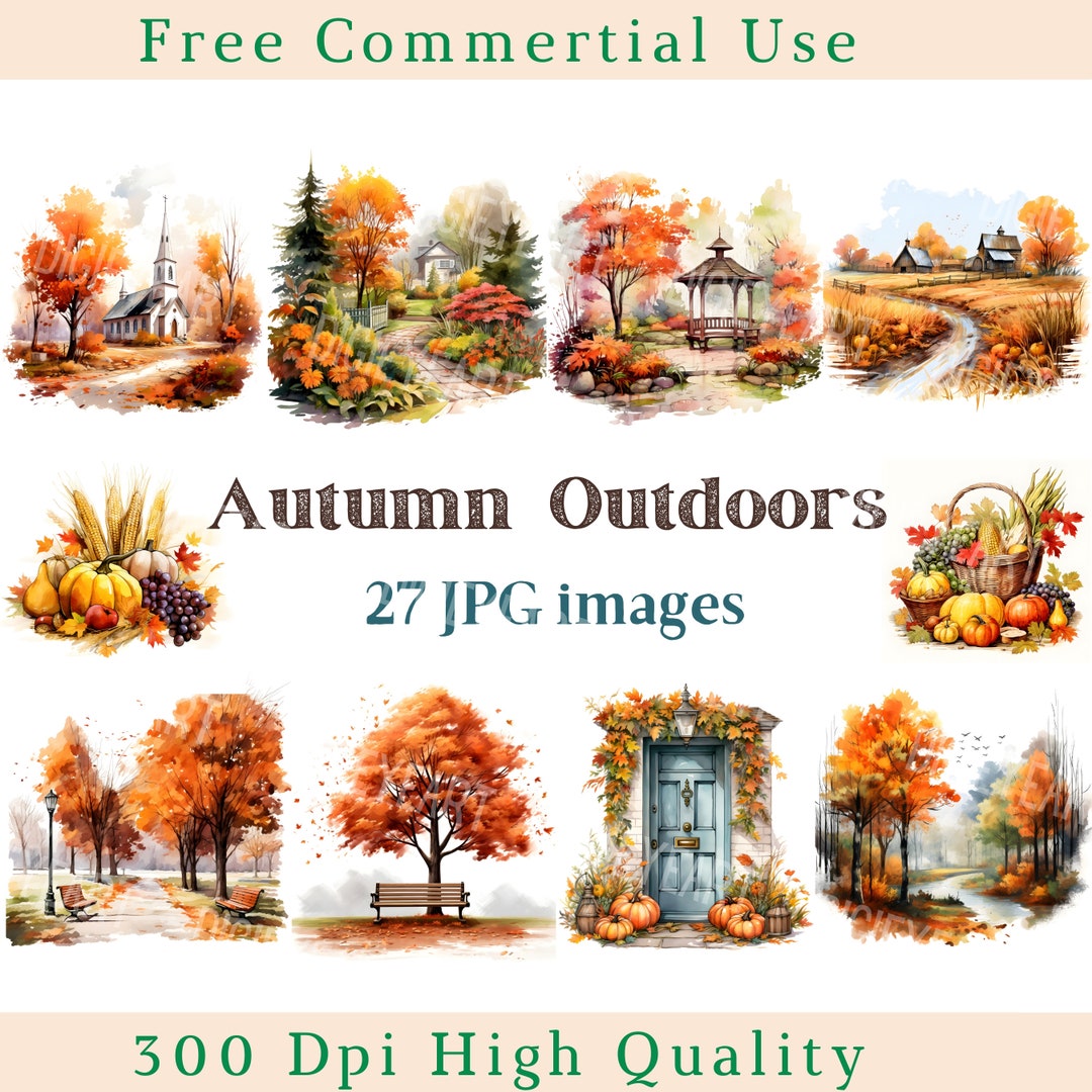 Autumn Outdoor Sceen Clipart, Fall Outdoors Clip Art, Fall Park Nature ...