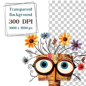 Whimsical Flowers Clipart, Quirky Flower Clip Art, Whimsical Elements ...