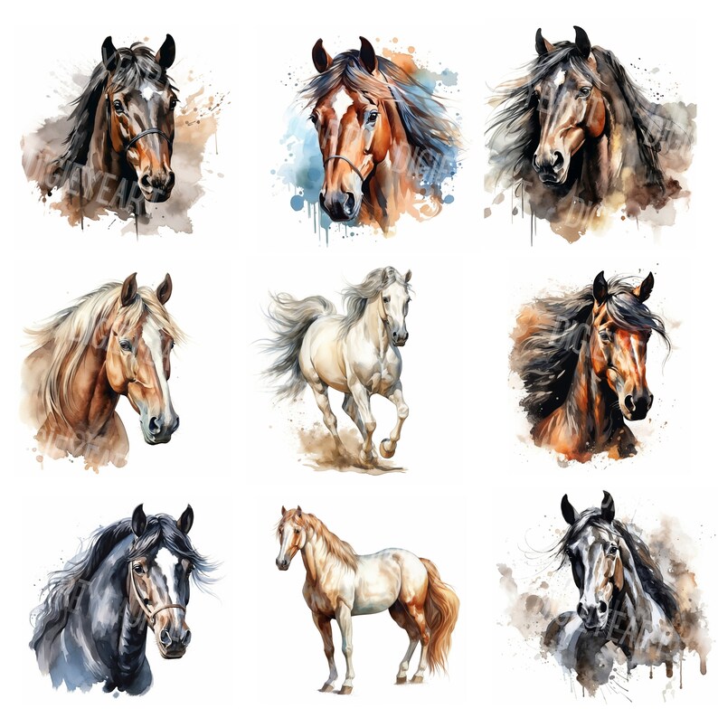 Watercolor Horse Clipart, Horses Clip Art, Horse Jpg, Farm Animal ...
