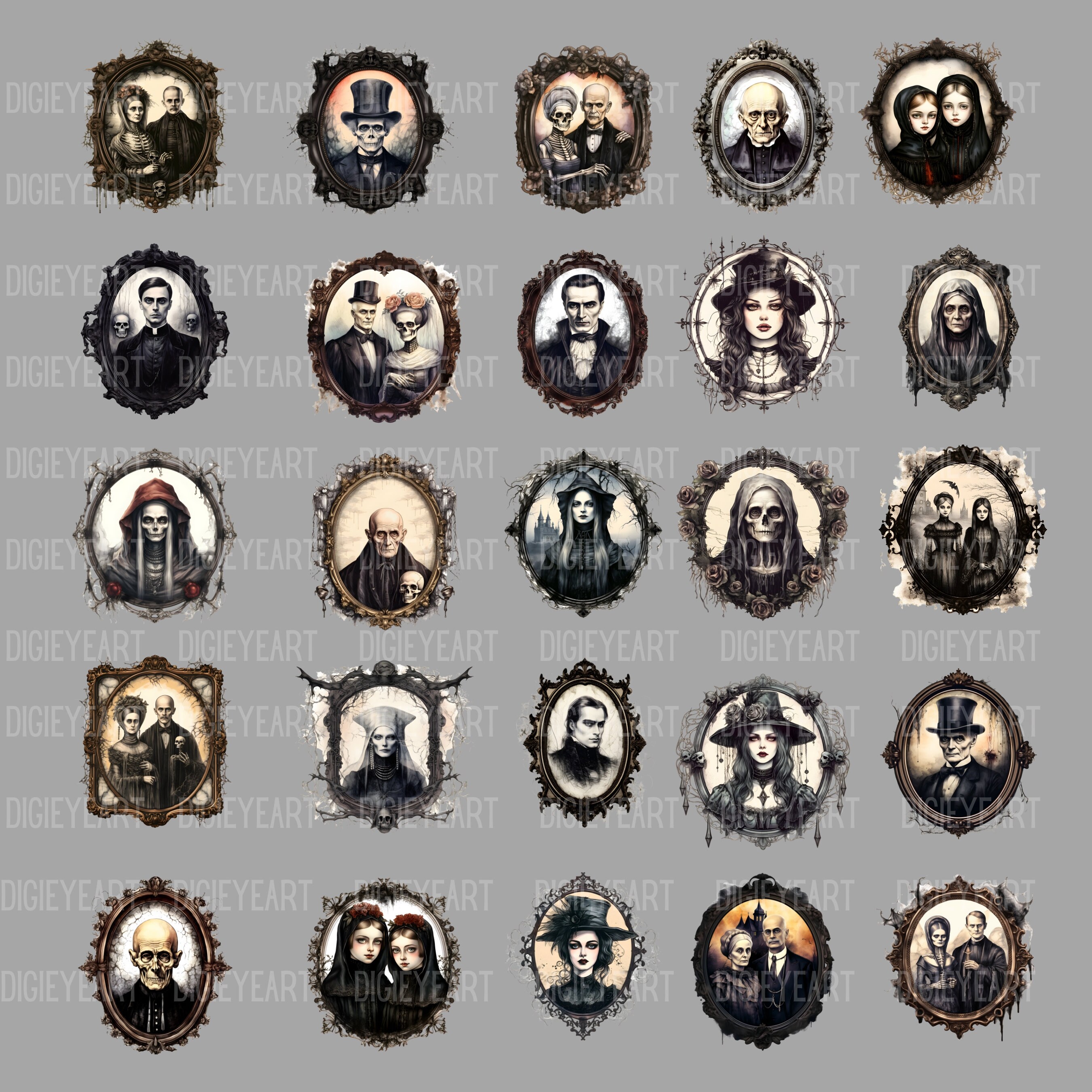 Spooky Portrait Clipart Gothic Portrait Clip Art Halloween - Etsy