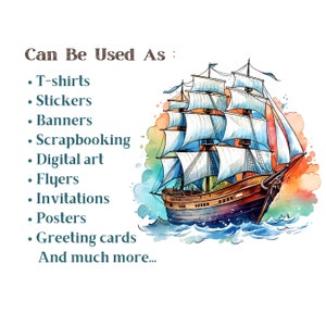 Watercolor Ship Clipart, Old Times Ship Clip Art, Vessel Jpg, Retro ...