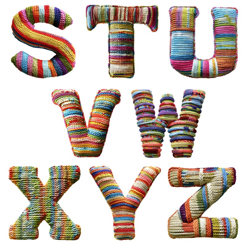 Knitted Alphabet Clipart, Letters CU Clip Art, Funny Initials PNG ...