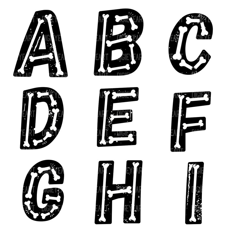 Halloween Bone Alphabet Clipart Letters Clip Art Bones - Etsy