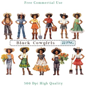 Cute Little Afro Cowgirl Clipart, Black Cowgirls CU Clip Art, Composite ...