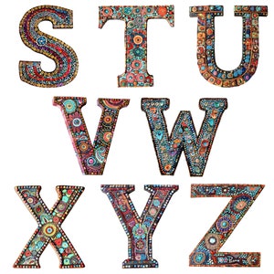 Boho Alphabet Clipart, Letters CU Clip Art, Bohemian Initials PNG ...