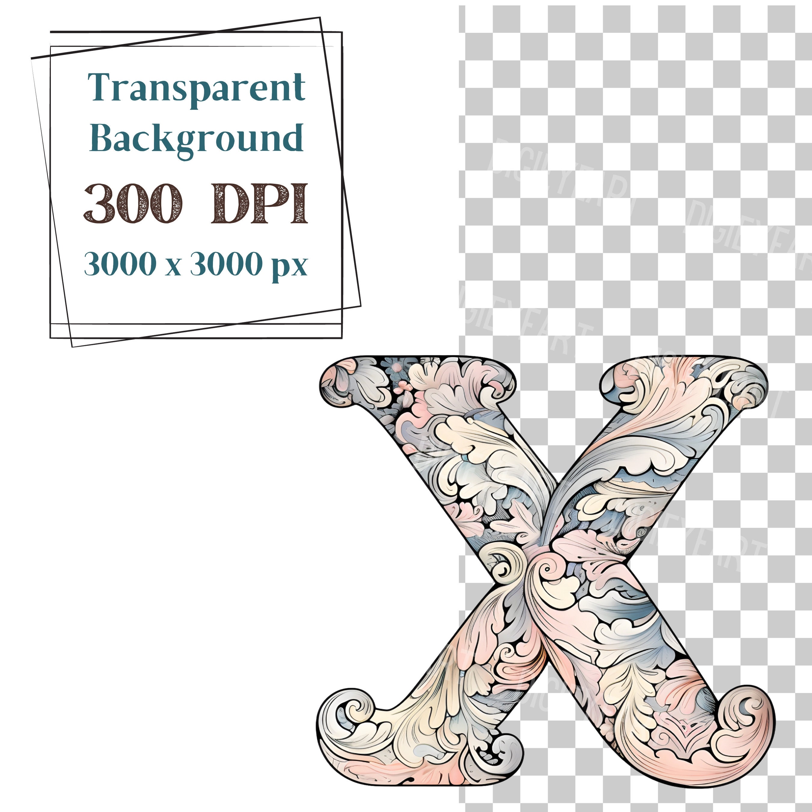 Pastel Rococo Alphabet Clipart Letters Clip Art Initials - Etsy Australia