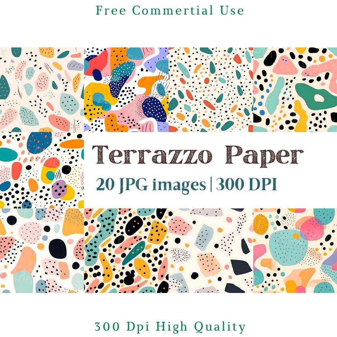 Seamless Terrazzo Pattern Digital Paper, Terrazzo Style Digital Papers ...