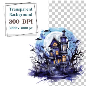 Haunted House Clipart, Halloween Clip Art, Spooky Jpg, Fantasy House ...