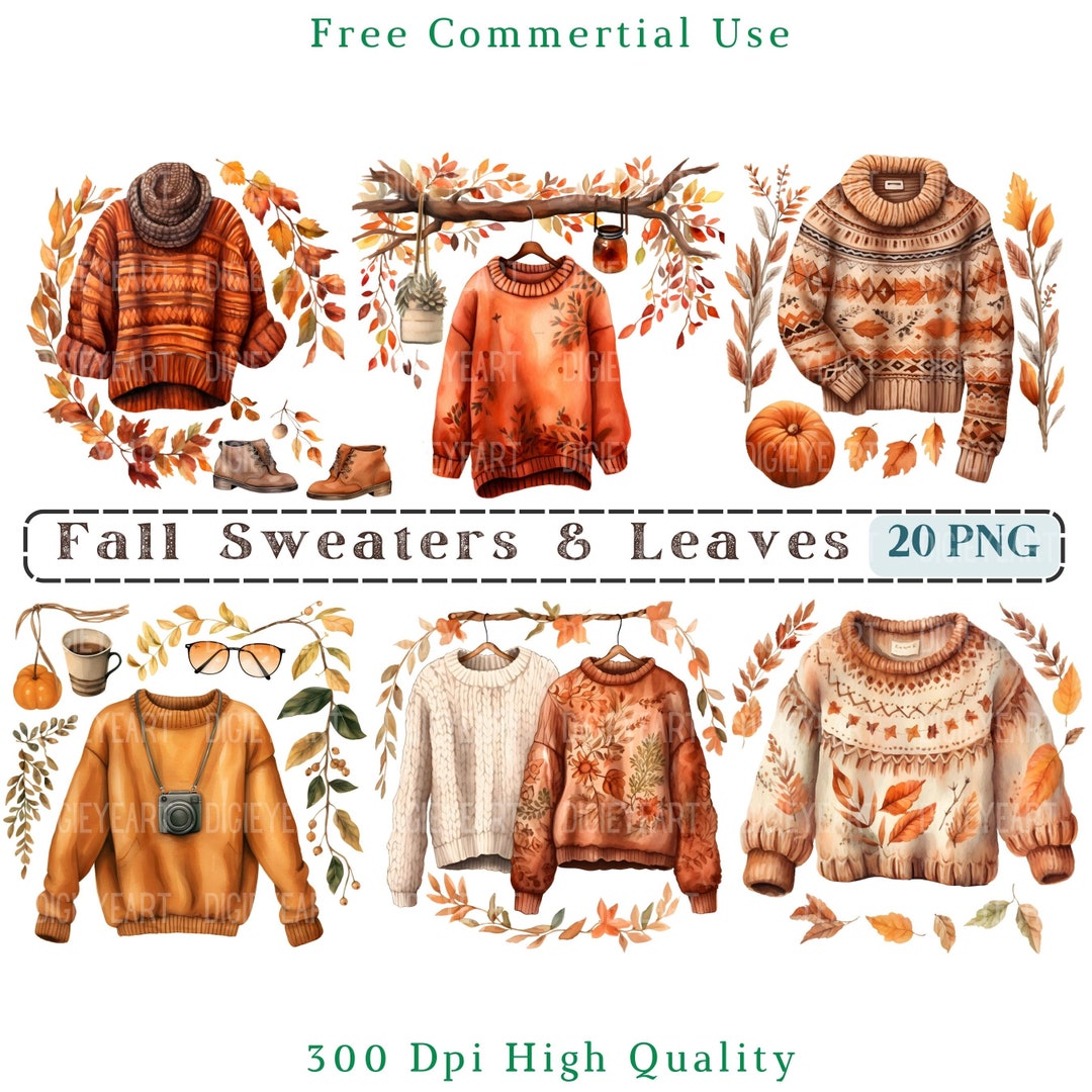 Fall Sweater Clipart, Autumn Sweater Clip Art, Composite Elements Png ...